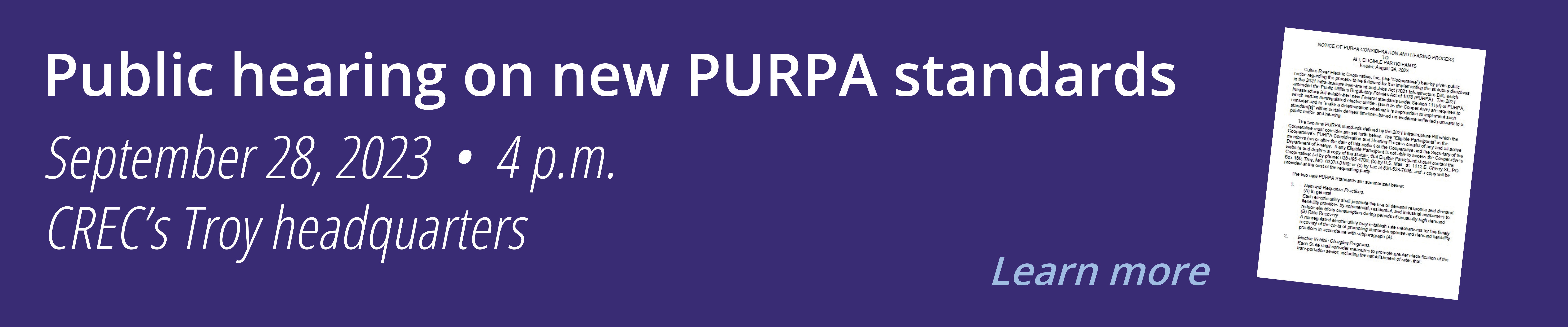 NOTICE OF PURPA CONSIDERATION AND HEARING PROCESS TO ALL ELIGIBLE ...